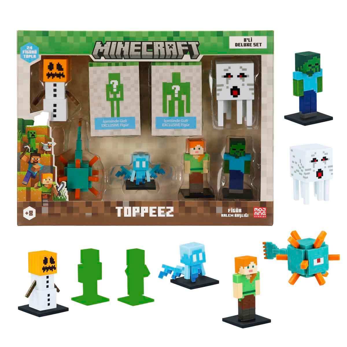 Minecraft 3D Toppeez Figür ve Kalem Başlığı 8'li Deluxe Set - Sheep'Li ...