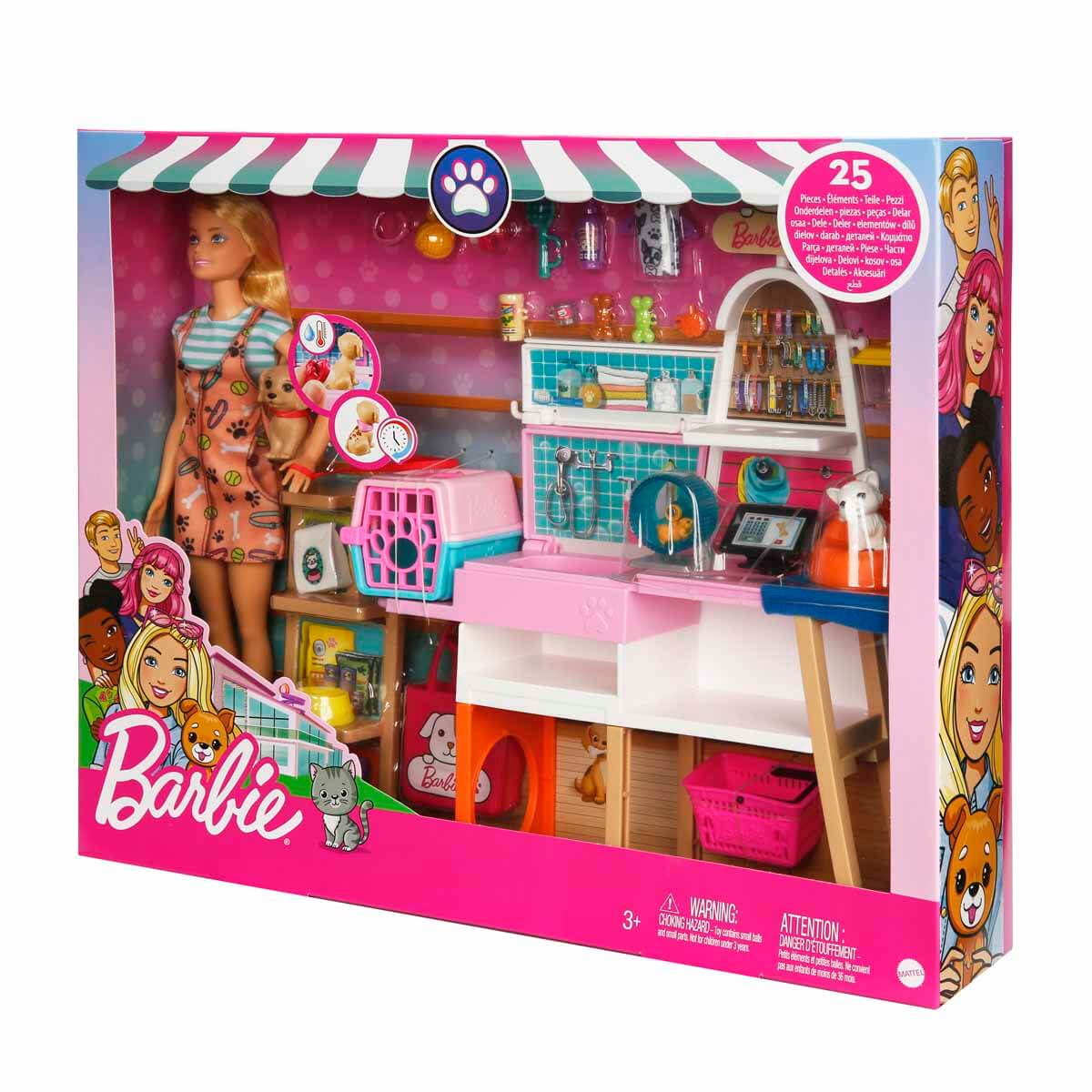 Barbie ve Evcil Hayvan Dükkanı Oyun Seti GRG90 | Toyzz Shop