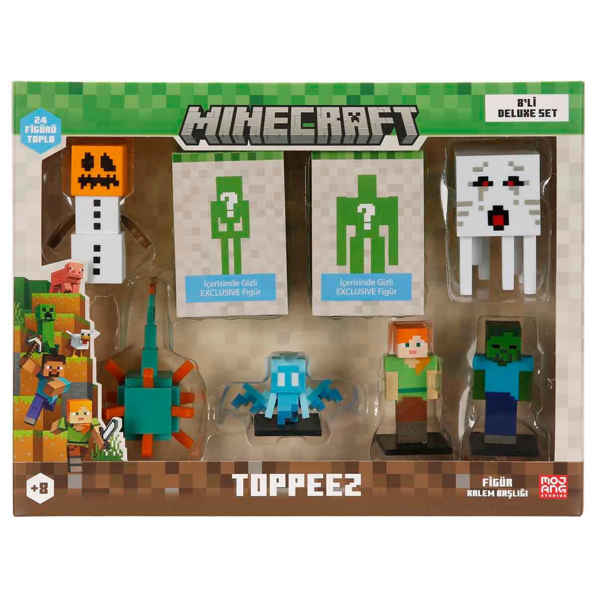 Minecraft 3D Toppeez Figür ve Kalem Başlığı 8'li Deluxe Set - Sheep'Li ...