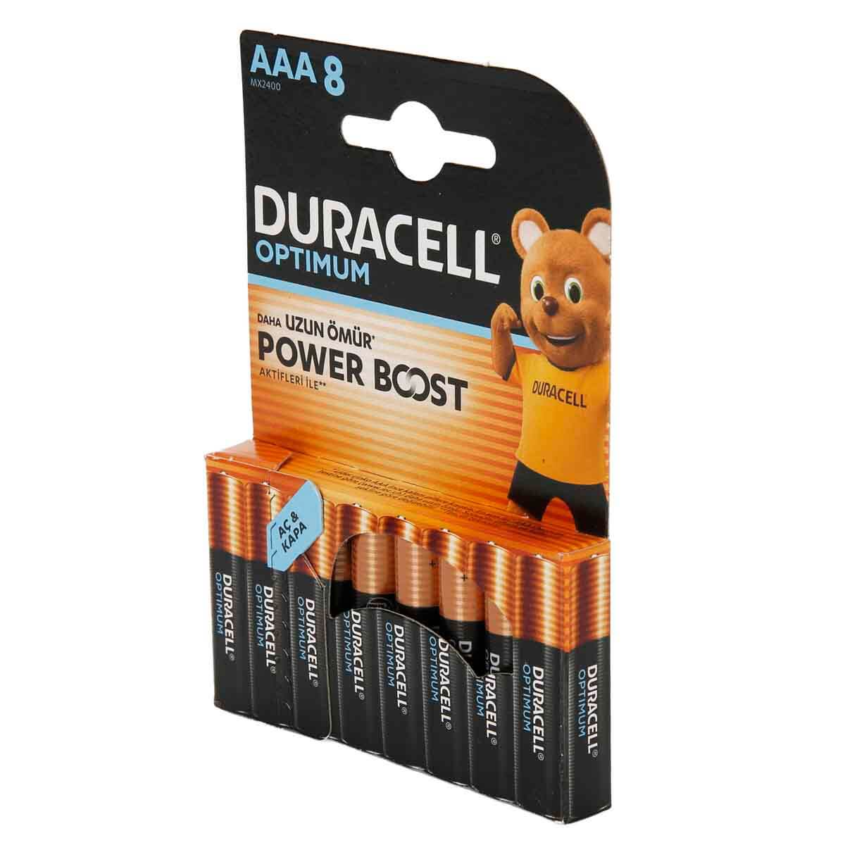 Duracell Optimum Power Boost AAA İnce Kalem Pil 8’li | Toyzz Shop