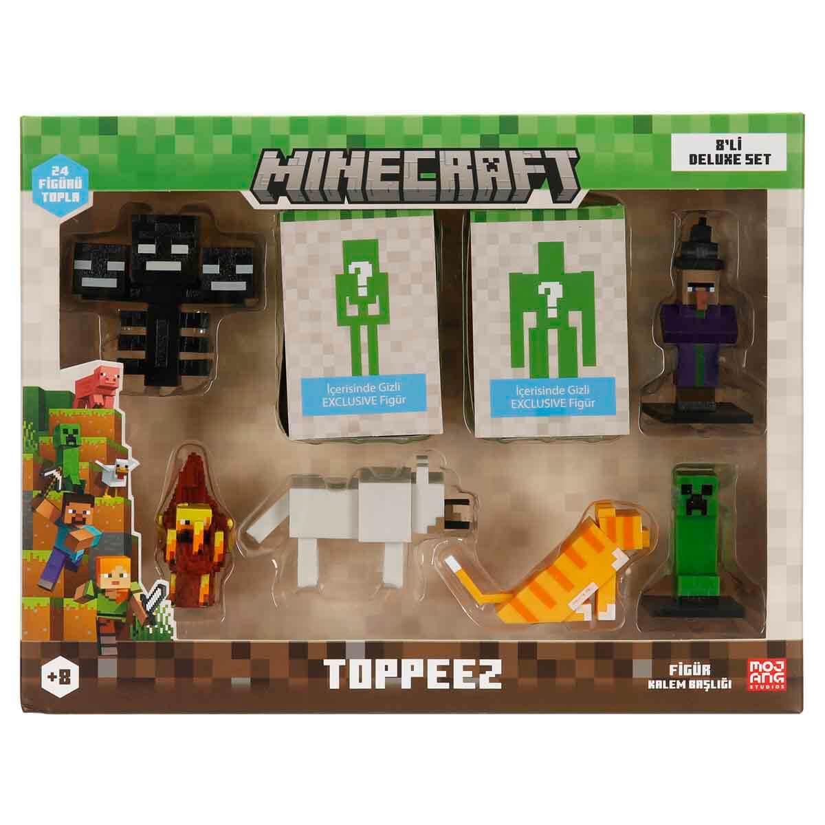 Minecraft 3D Toppeez Figür ve Kalem Başlığı 8'li Deluxe Set - Sheep'Li ...