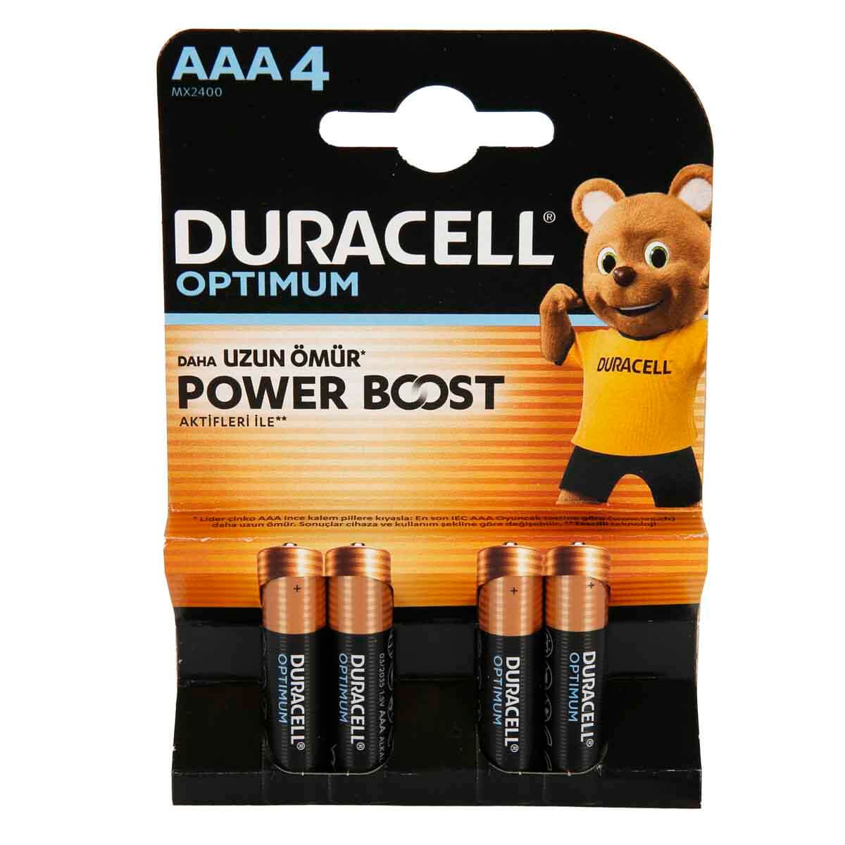Duracell Optimum Power Boost AAA İnce Kalem Pil 4’lü | Toyzz Shop
