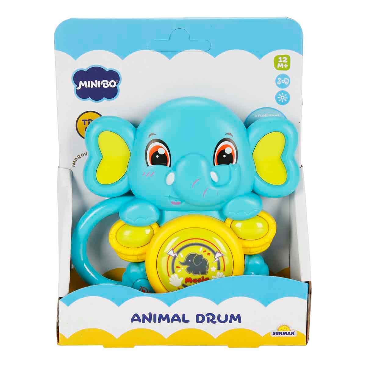 Minibo Sesli ve Işıklı Davul Çalan Fil - Mavi | Toyzz Shop