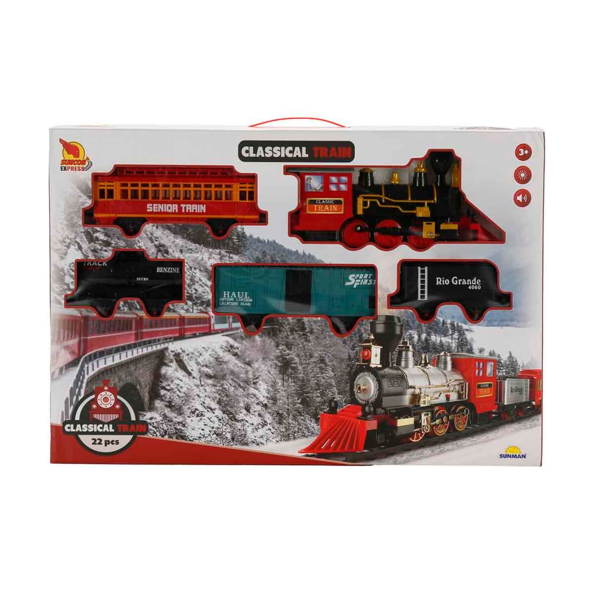 Sesli ve Işıklı Klasik Tren Seti 22 Parça - Yeşil Vagon | Toyzz Shop