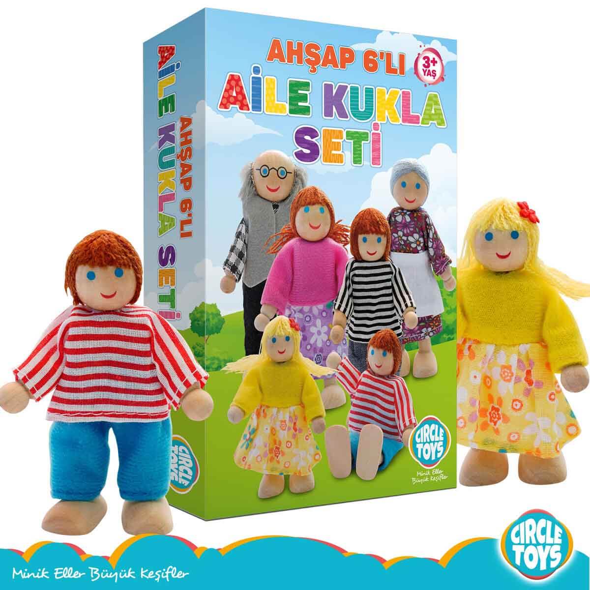 Circle Toys Ahşap 6'lı Aile Kukla Seti | Toyzz Shop