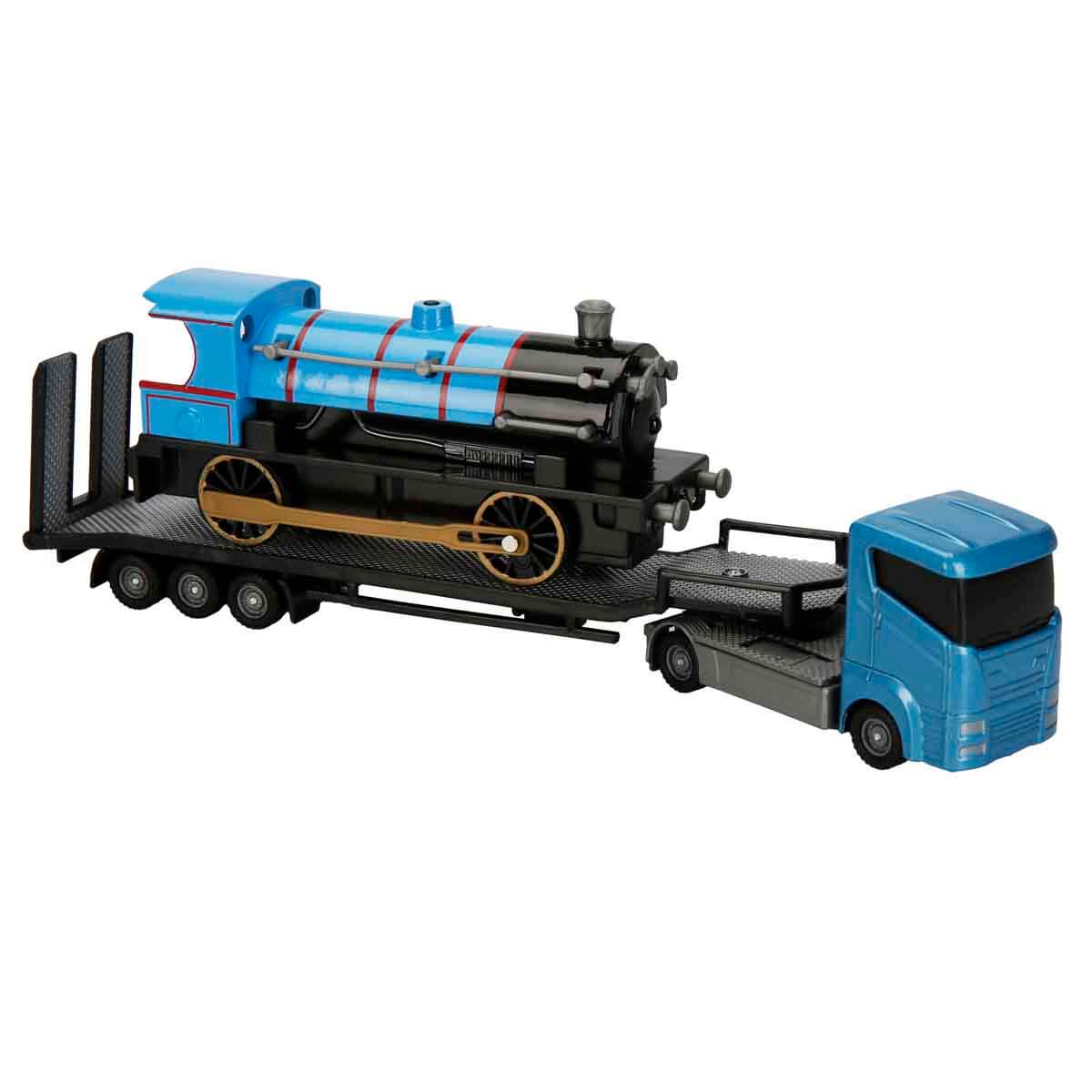 1:60 Teamsterz Transporter Tren Araçlar - Kırmızı Tır-Mavi Lokomotif ...