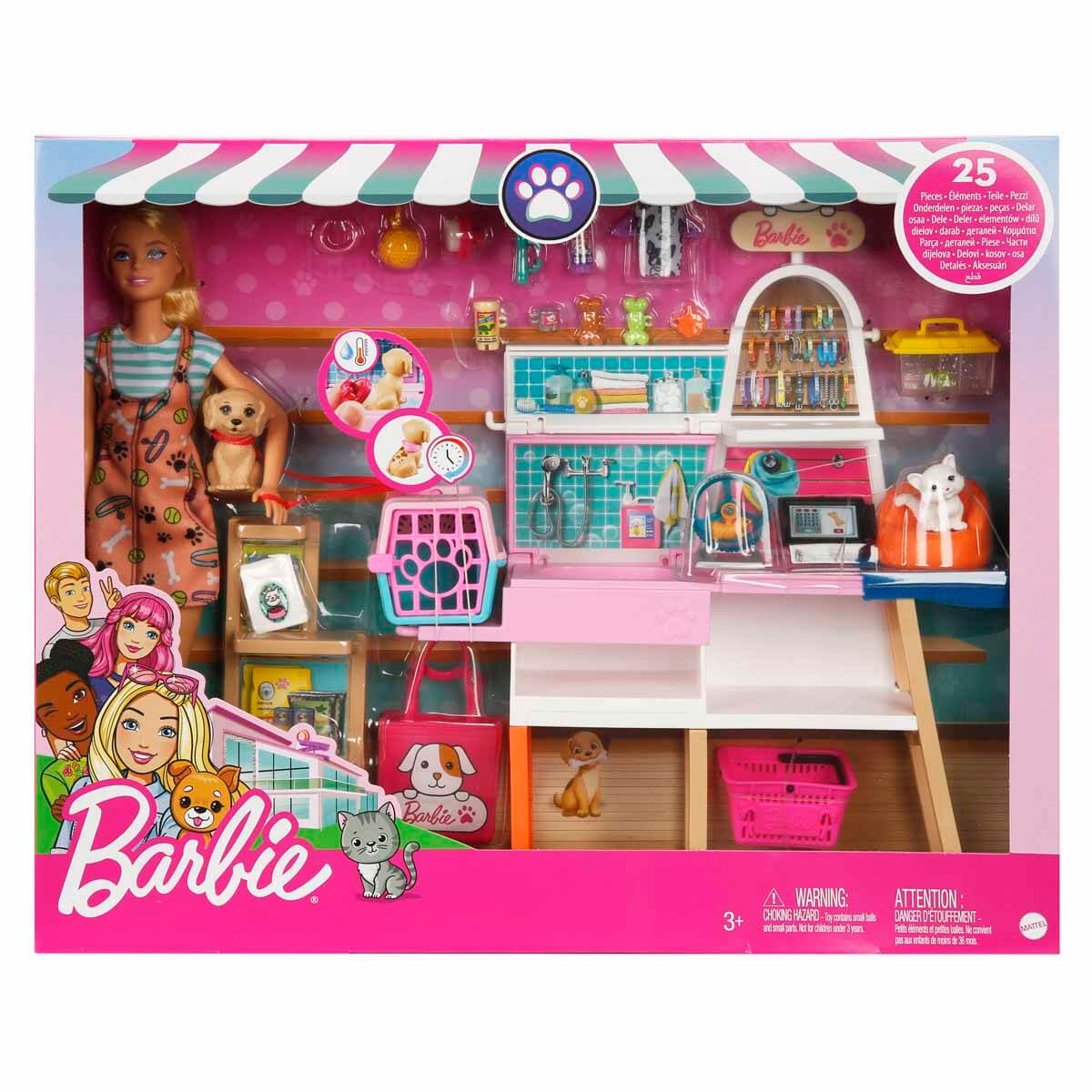 Barbie ve Evcil Hayvan Dükkanı Oyun Seti GRG90 | Toyzz Shop