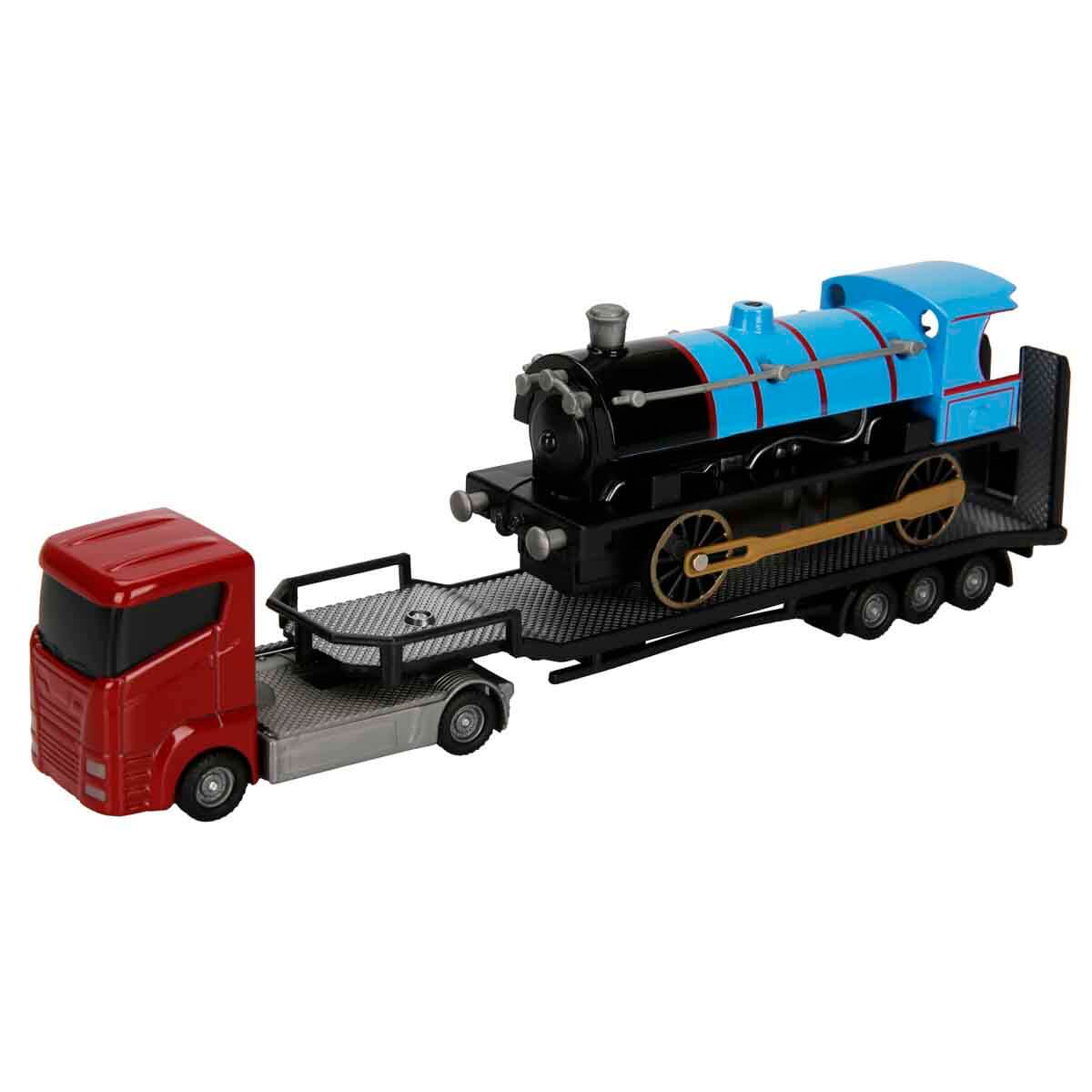1:60 Teamsterz Transporter Tren Araçlar - Kırmızı Tır-Mavi Lokomotif ...