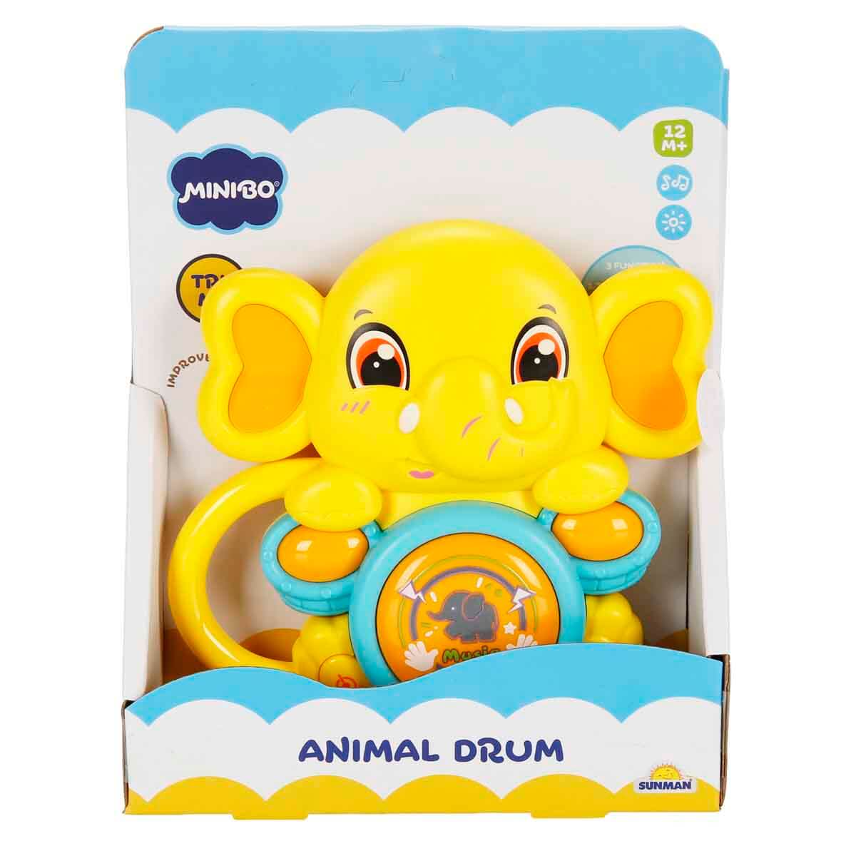 Minibo Sesli ve Işıklı Davul Çalan Fil - Mavi | Toyzz Shop