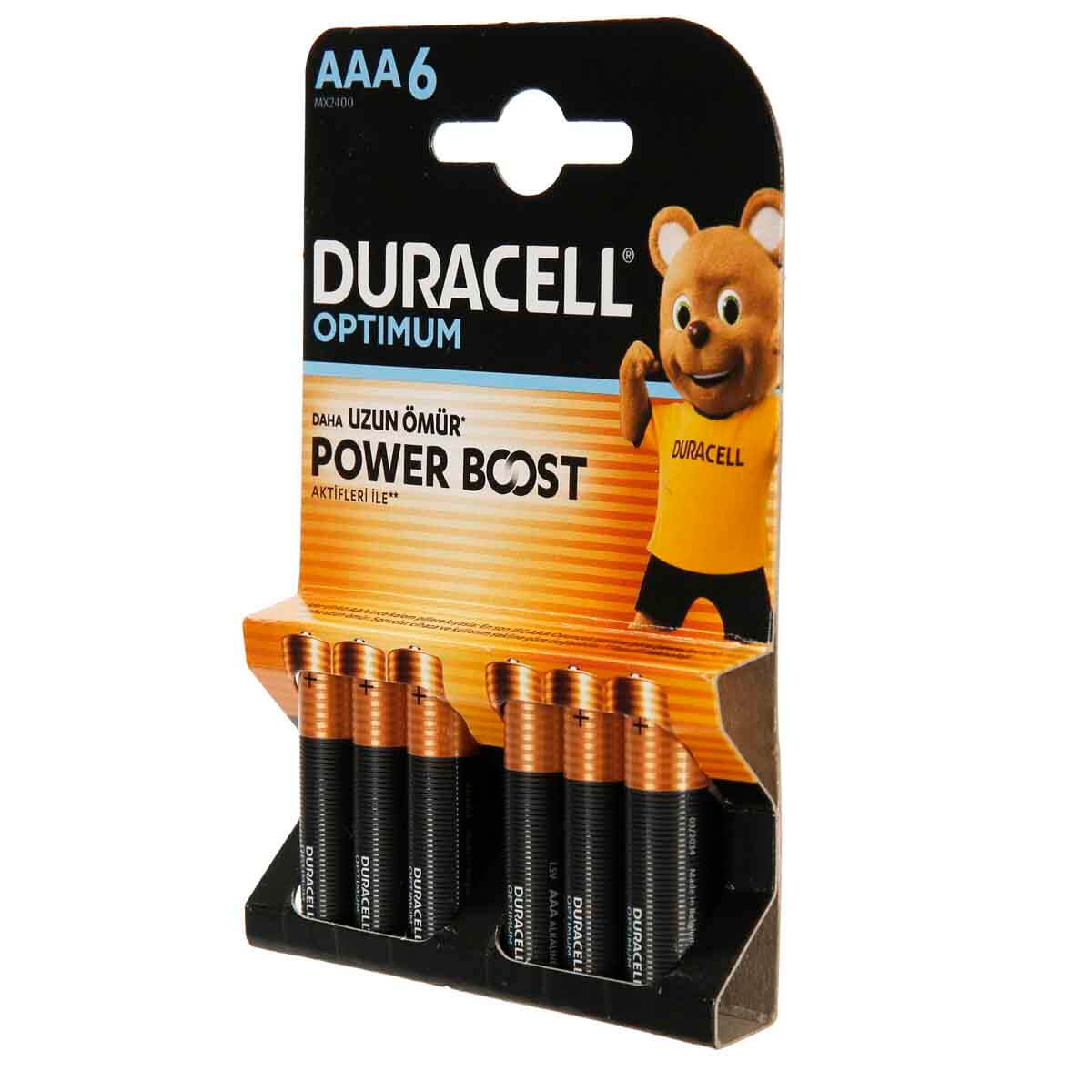 Duracell Optimum Power Boost AAA İnce Kalem Pil 6’lı | Toyzz Shop