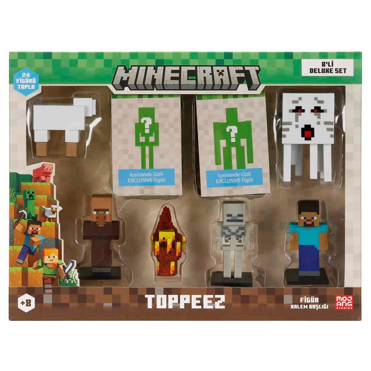 Minecraft 3D Toppeez Figür ve Kalem Başlığı 8'li Deluxe Set - Sheep'Li ...