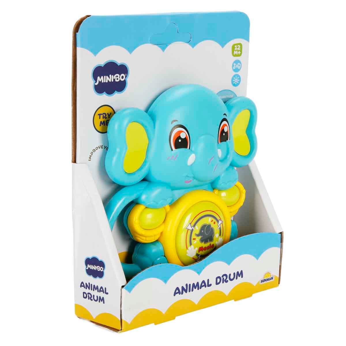 Minibo Sesli ve Işıklı Davul Çalan Fil - Mavi | Toyzz Shop