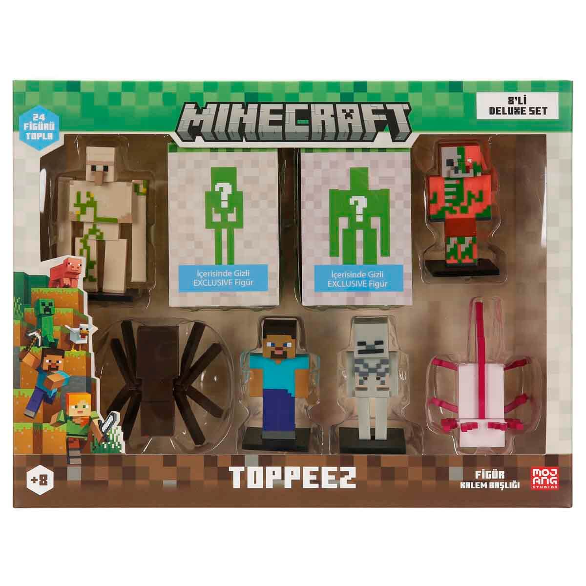 Minecraft 3D Toppeez Figür ve Kalem Başlığı 8'li Deluxe Set - Sheep'Li ...