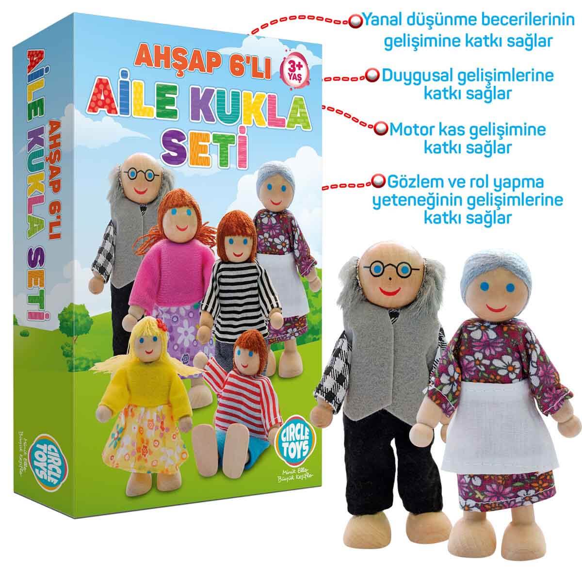 Circle Toys Ahşap 6'lı Aile Kukla Seti | Toyzz Shop