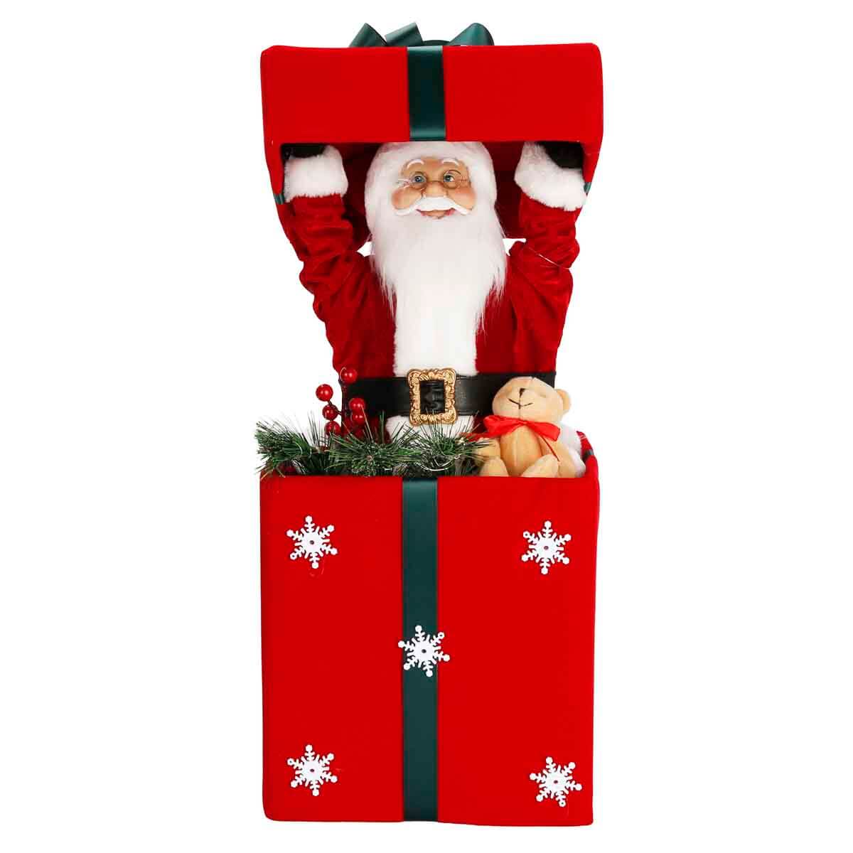 Işıklı Noel Baba Figürlü Dekoratif Hediye Kutusu 59 cm | Toyzz Shop