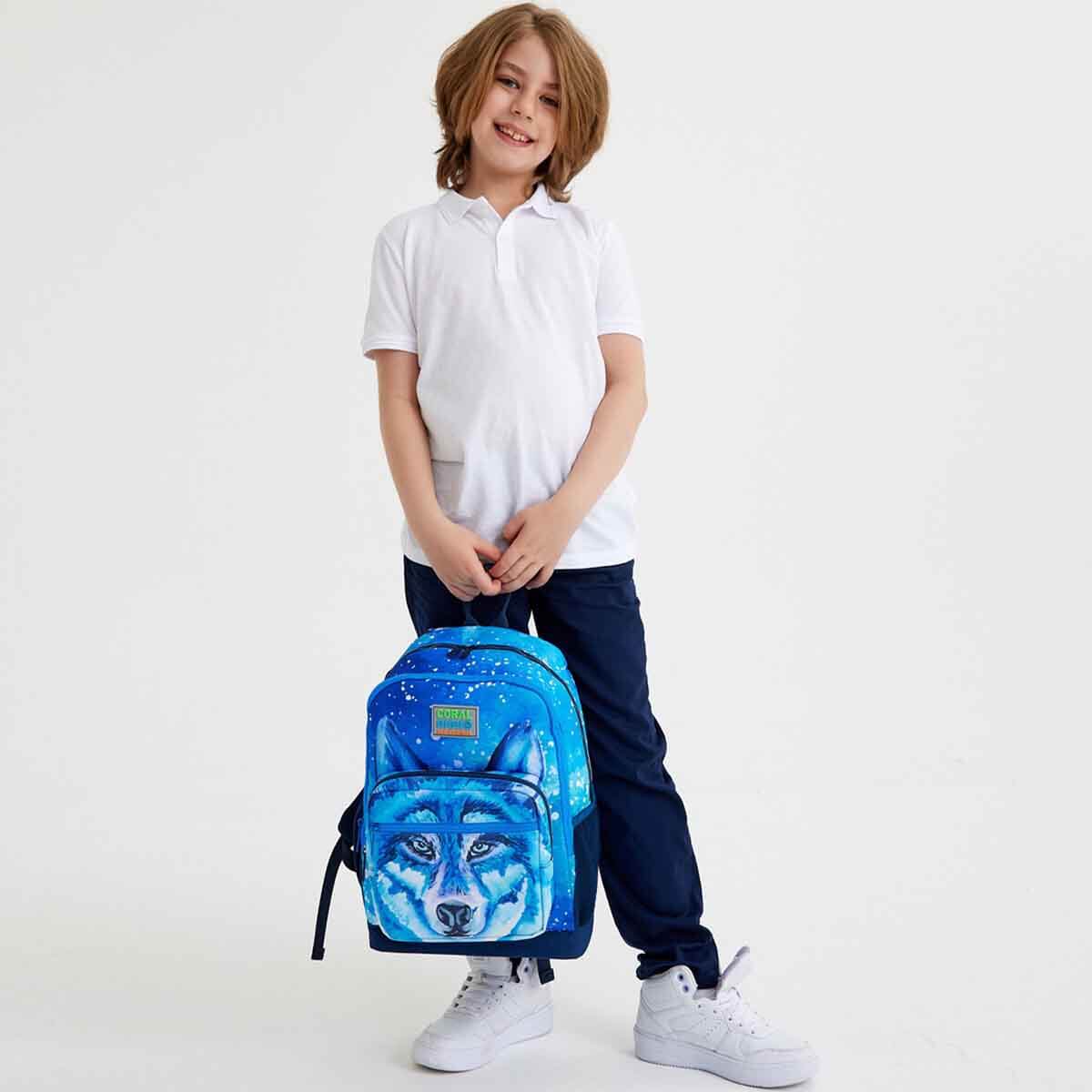 Coral High Mavi Kurt Desenli Okul Çantası 23743 | Toyzz Shop