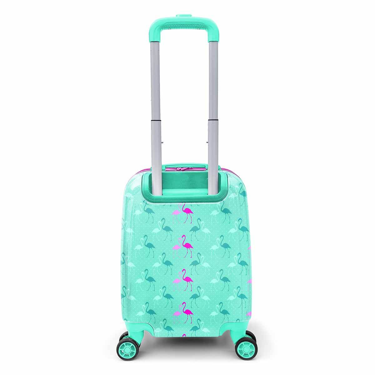 Coral High Flamingo Desenli Su Yeşili Çekçekli Valiz | Toyzz Shop