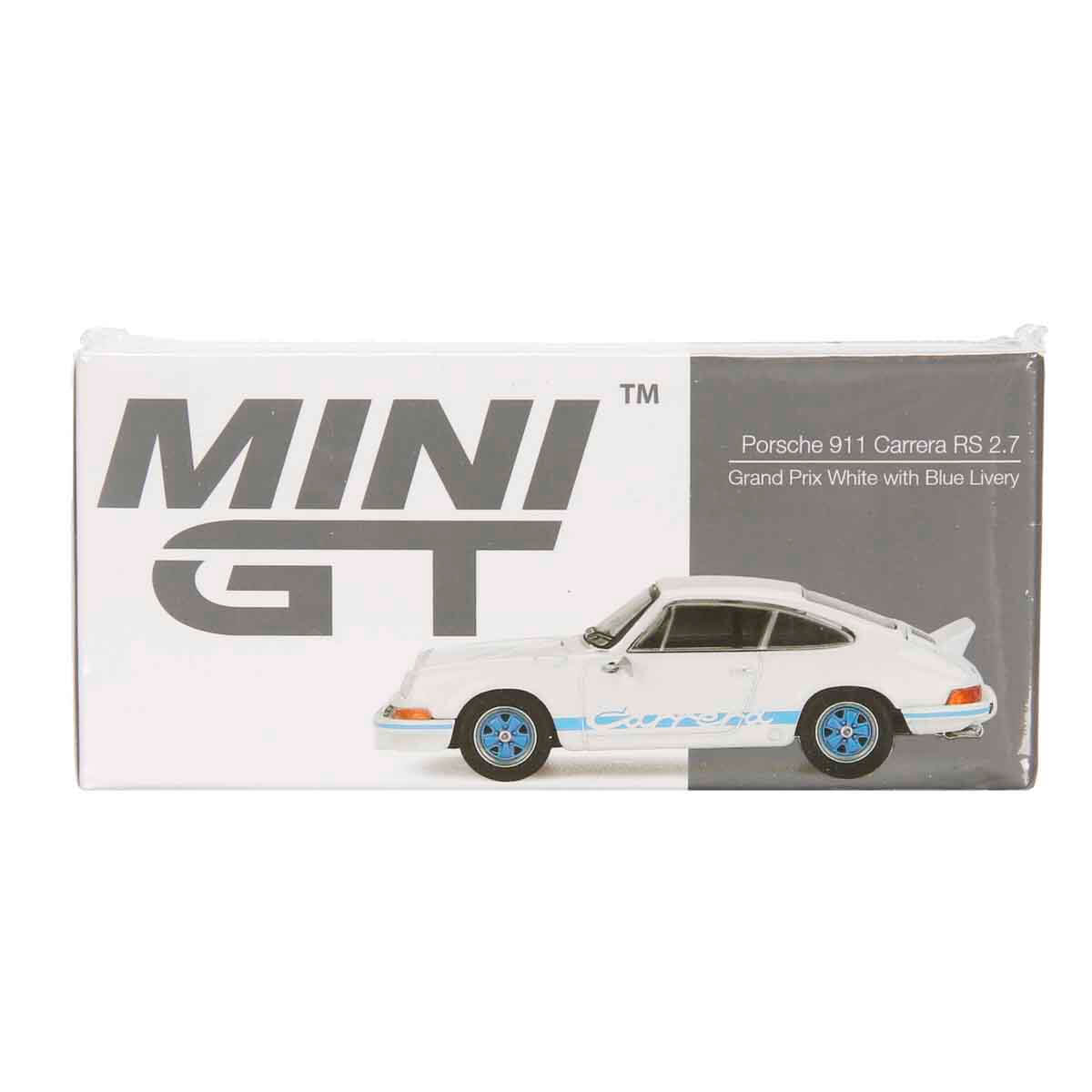 1:64 Mini GT Porsche 911 Carrera RS 2.7 Grand Prix White with Blue ...