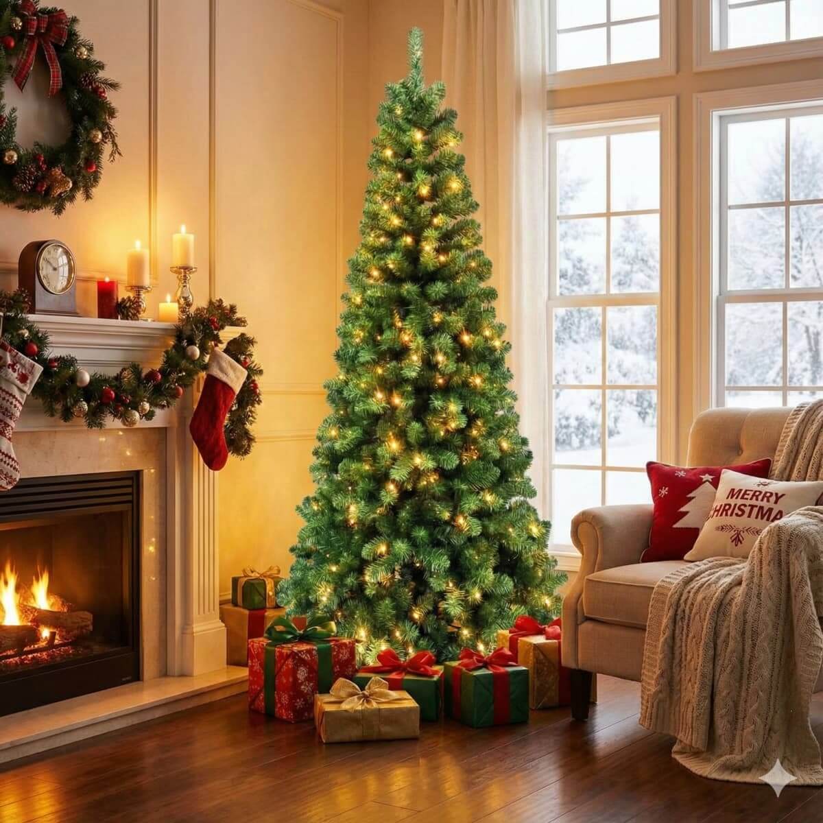 210 cm Yılbaşı Işıklı Çam Ağacı 970 Dal | Toyzz Shop