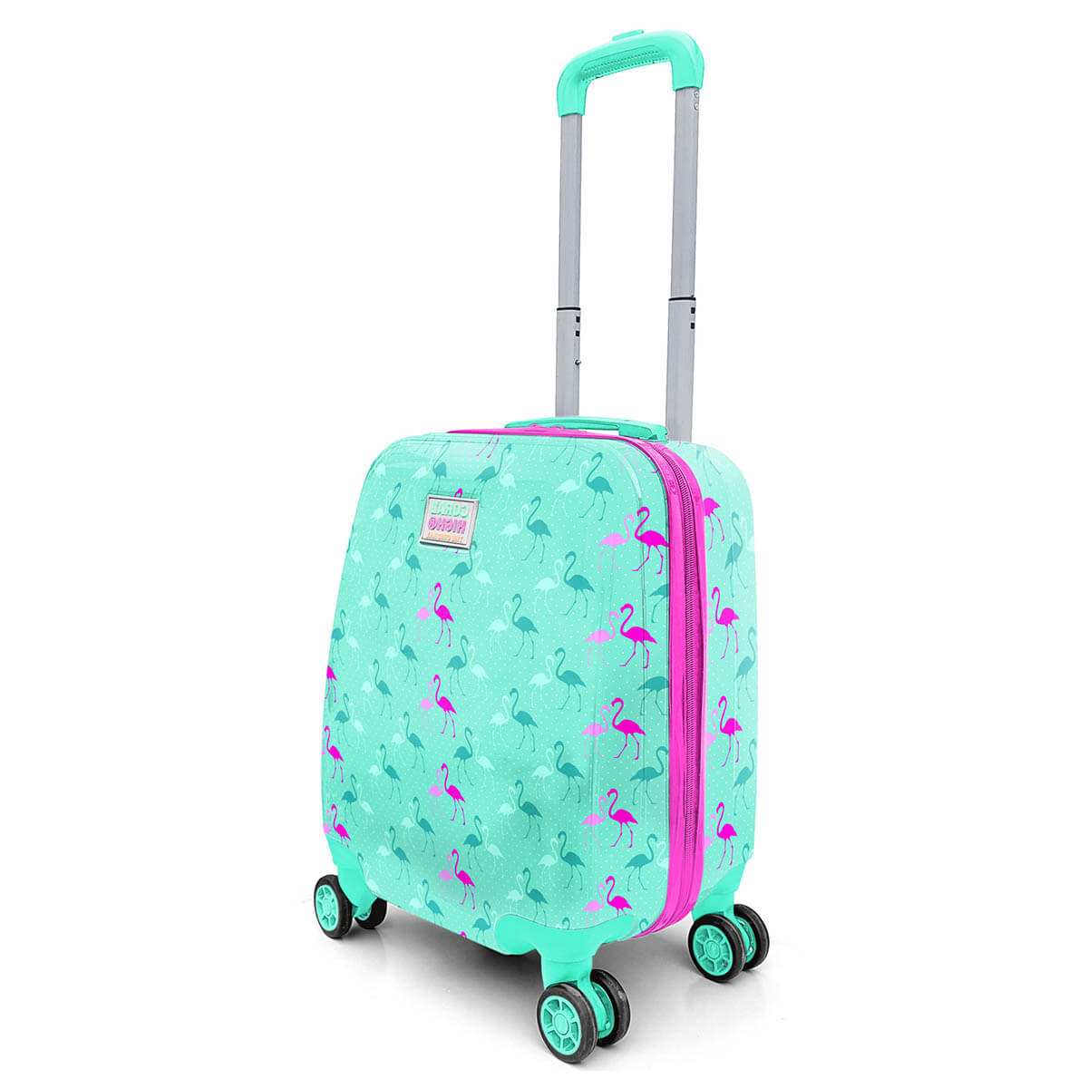 Coral High Flamingo Desenli Su Yeşili Çekçekli Valiz | Toyzz Shop