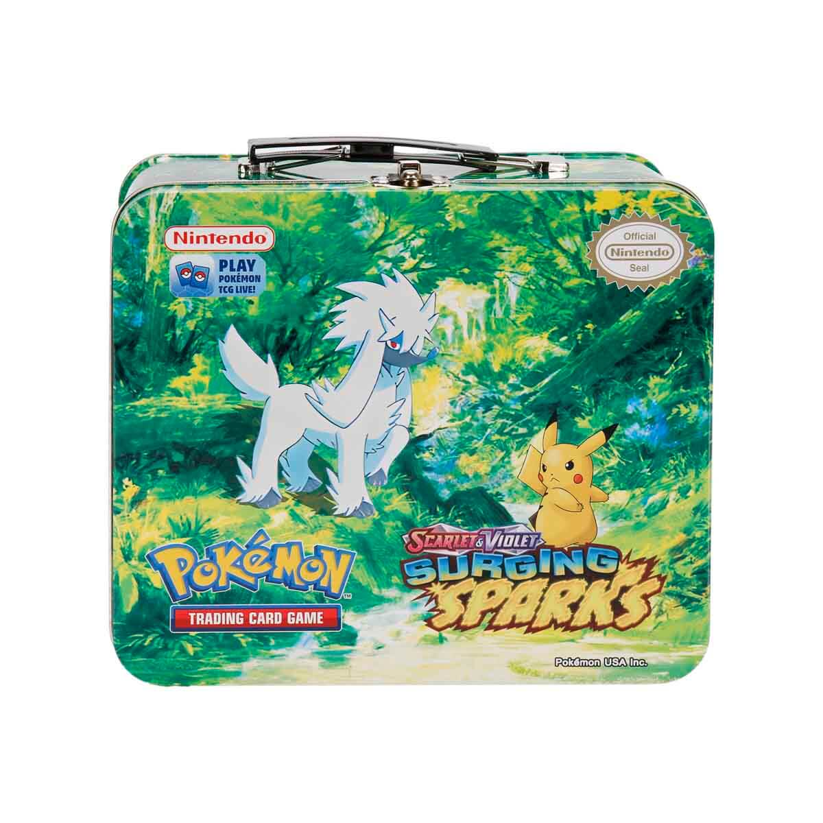 Pokemon Scarlet & Violet Surging Sparks Trading Card Metal Kutu - Yeşil ...