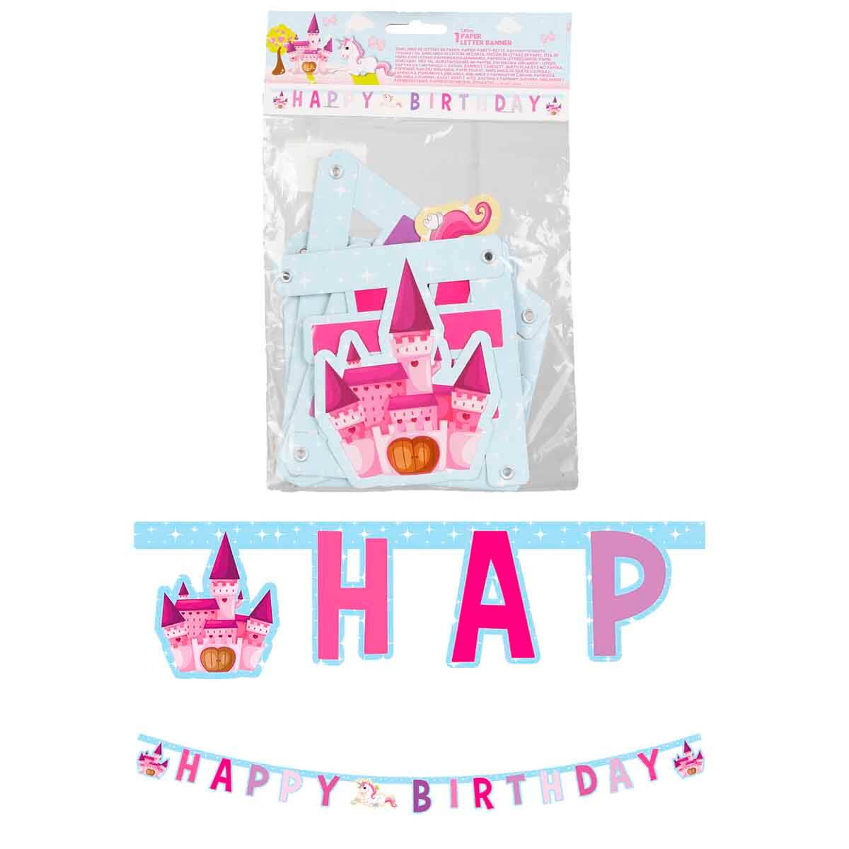 Unicorn Desenli Happy Birthday Yazılı Banner | Toyzz Shop